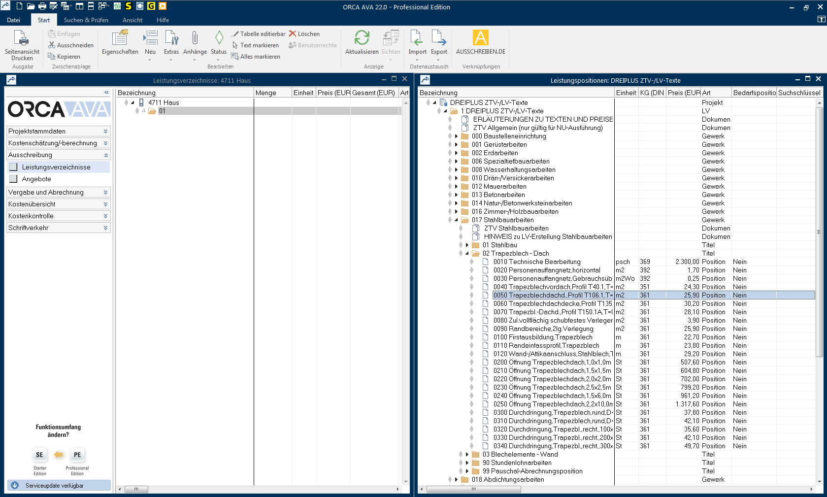 LV-Texte Import in ORCA AVA